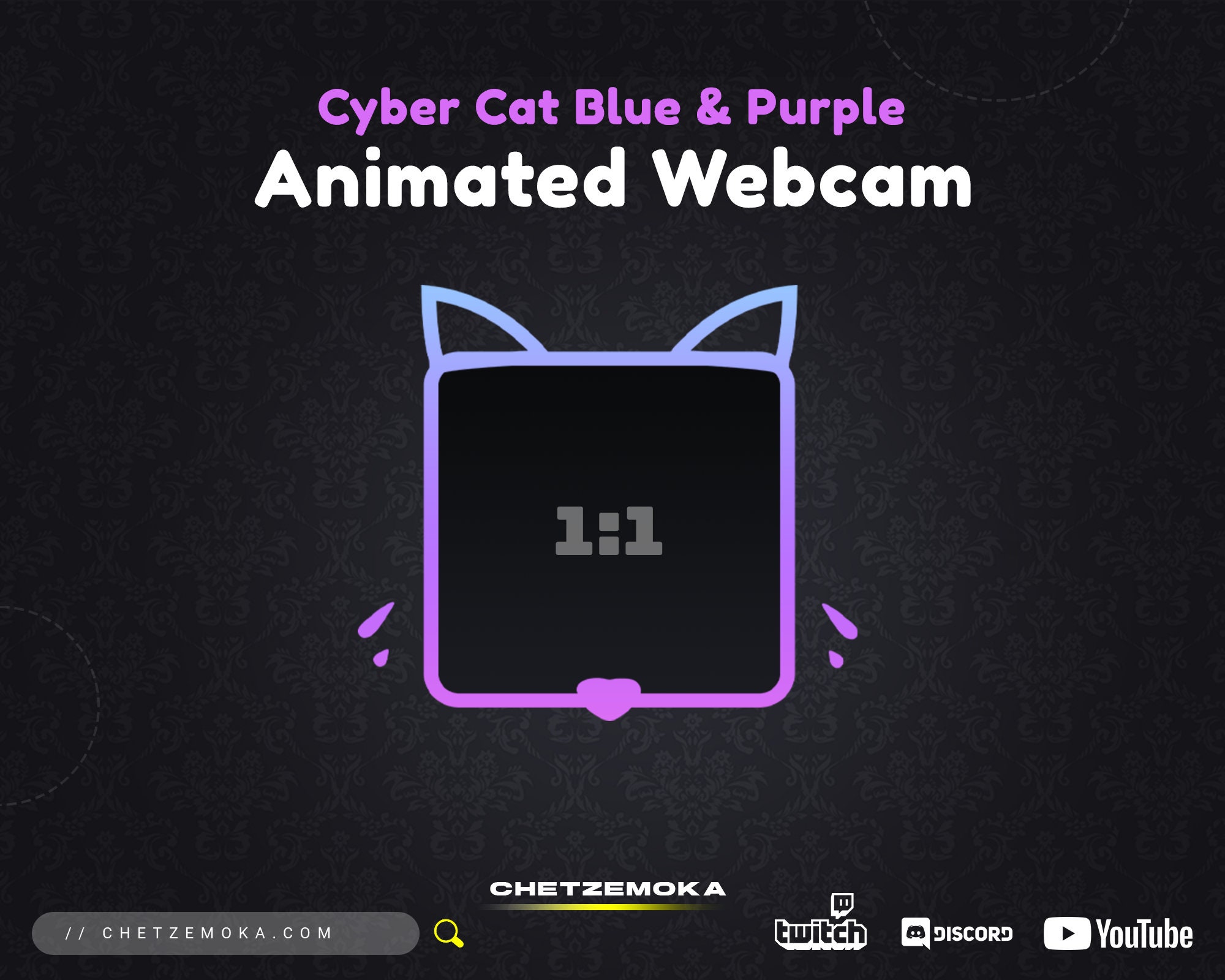 Cat Webcam Overlay 3 Animated Webcam Overlay Blue & Purple Cat, Kitty ...