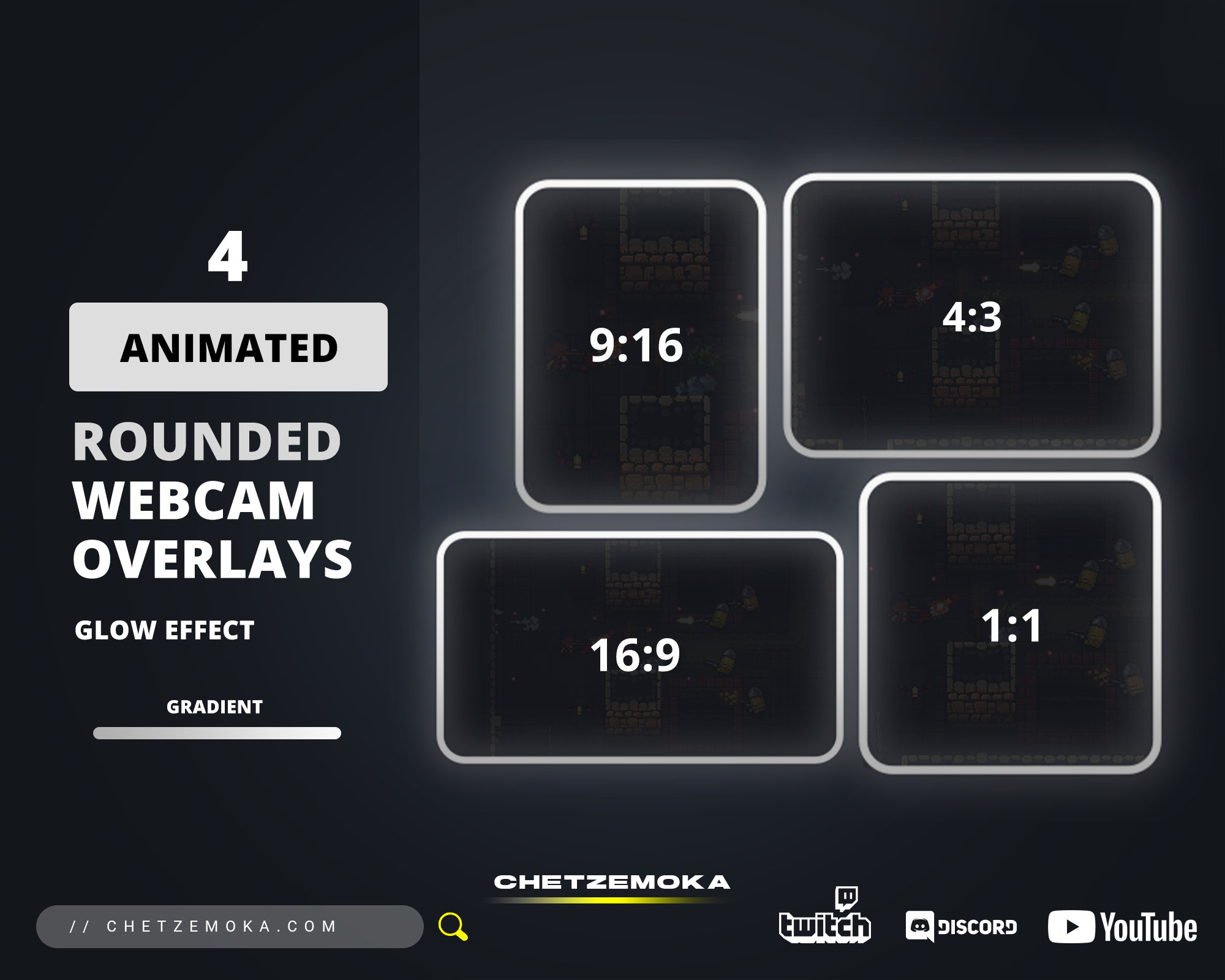 Animated Webcam Overlay White Theme Circle and All Standard Sizes White ...