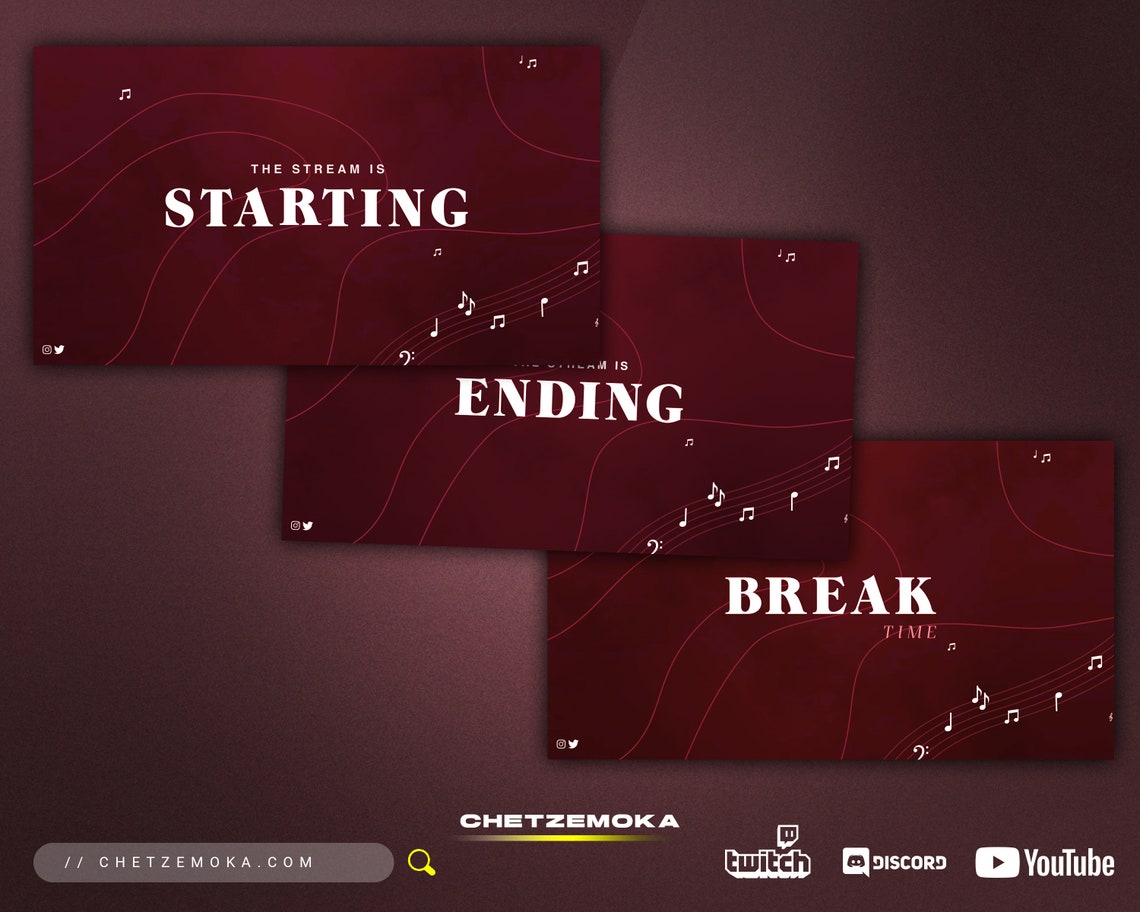 Musical Stream Overlay Dark Red - Animated & Static Version | Music ...