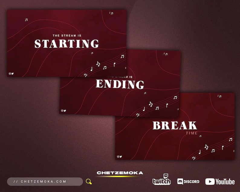 Musical Stream Overlay Dark Red - Animated & Static Version | Music ...