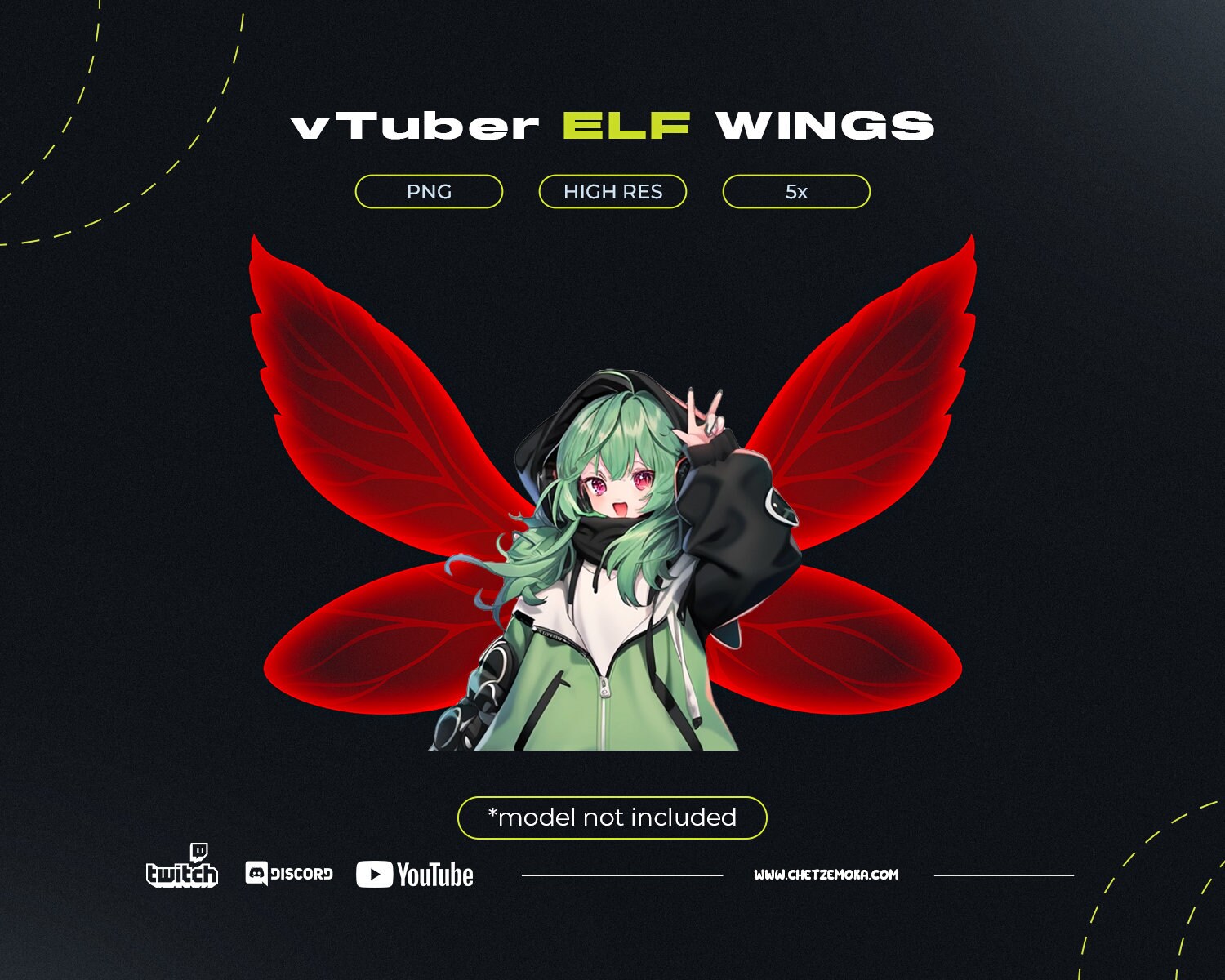 Vtuber Fairy Wings in 5 Colors Vtuber Asset Stream Decoration Both/single Wing Elf Wings Cute ...