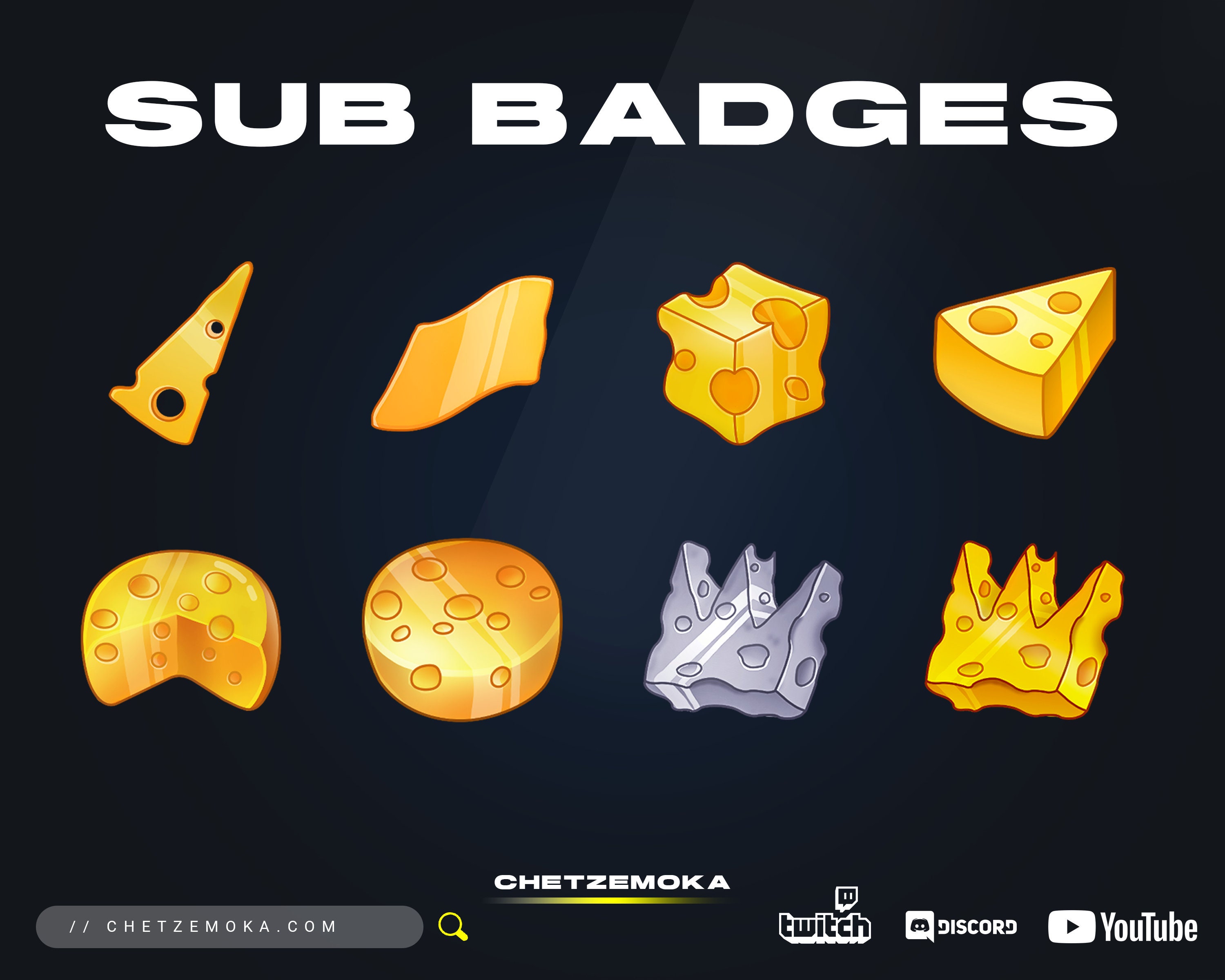 Twitch Cheese Sub Badges | 8 Badges | Crown - Twitch - Discord ...