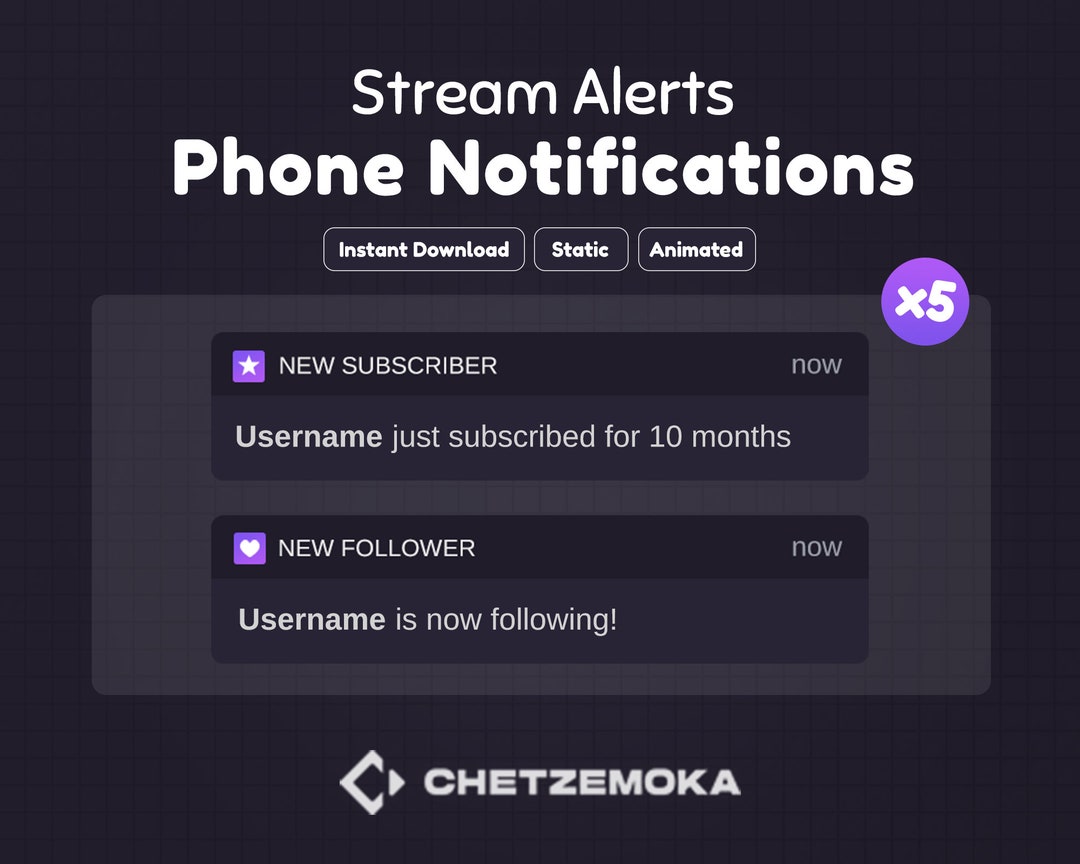 Animated Twitch Alerts: Purple Phone Notifications Theme (5) (instant ...