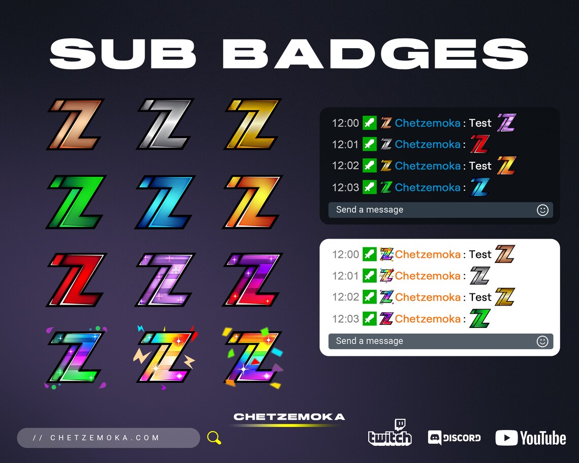 Letter Z Sub Badges | Set of 12 Badges | 3D | Cheer | Letter | Bronze ...
