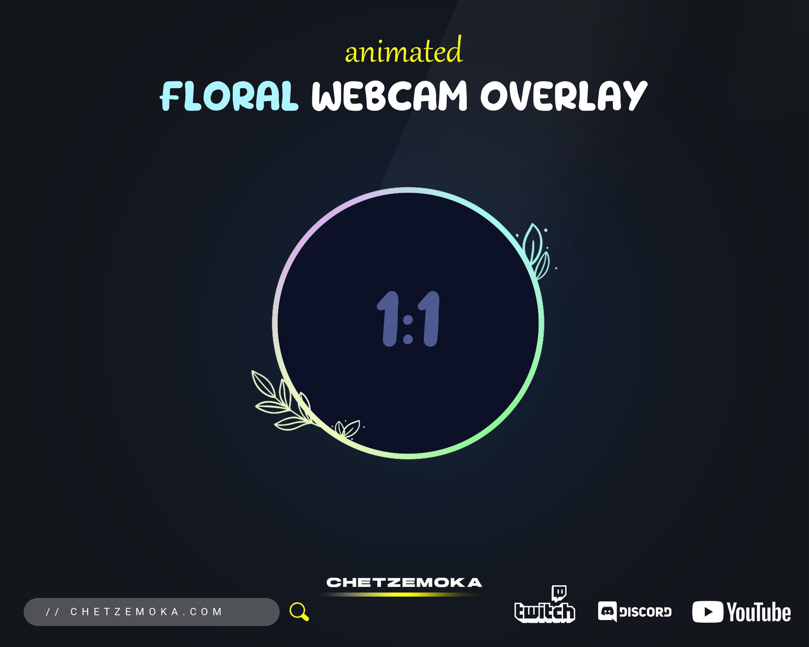 Animated Floral Webcam Overlay | Circle and All Standard Sizes | Pastel ...