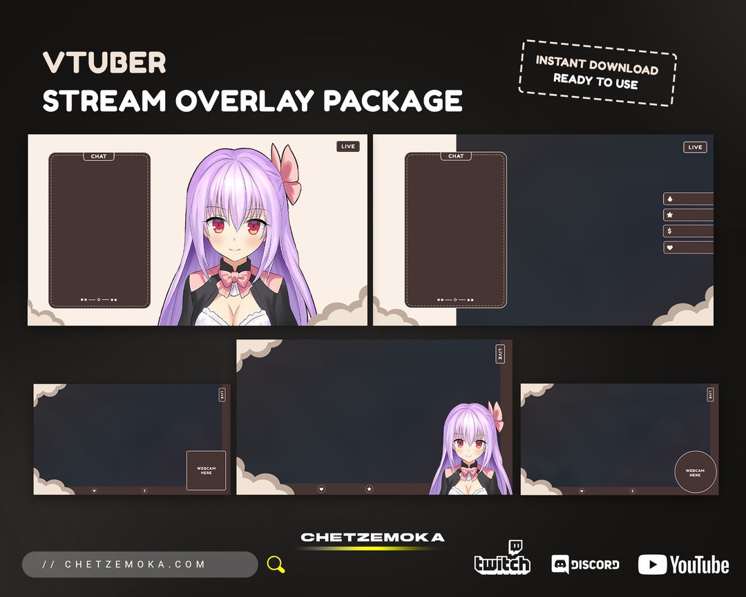 Vtuber Stream Overlay Vanilla & Brown | Vtuber Overlay | Celestial ...
