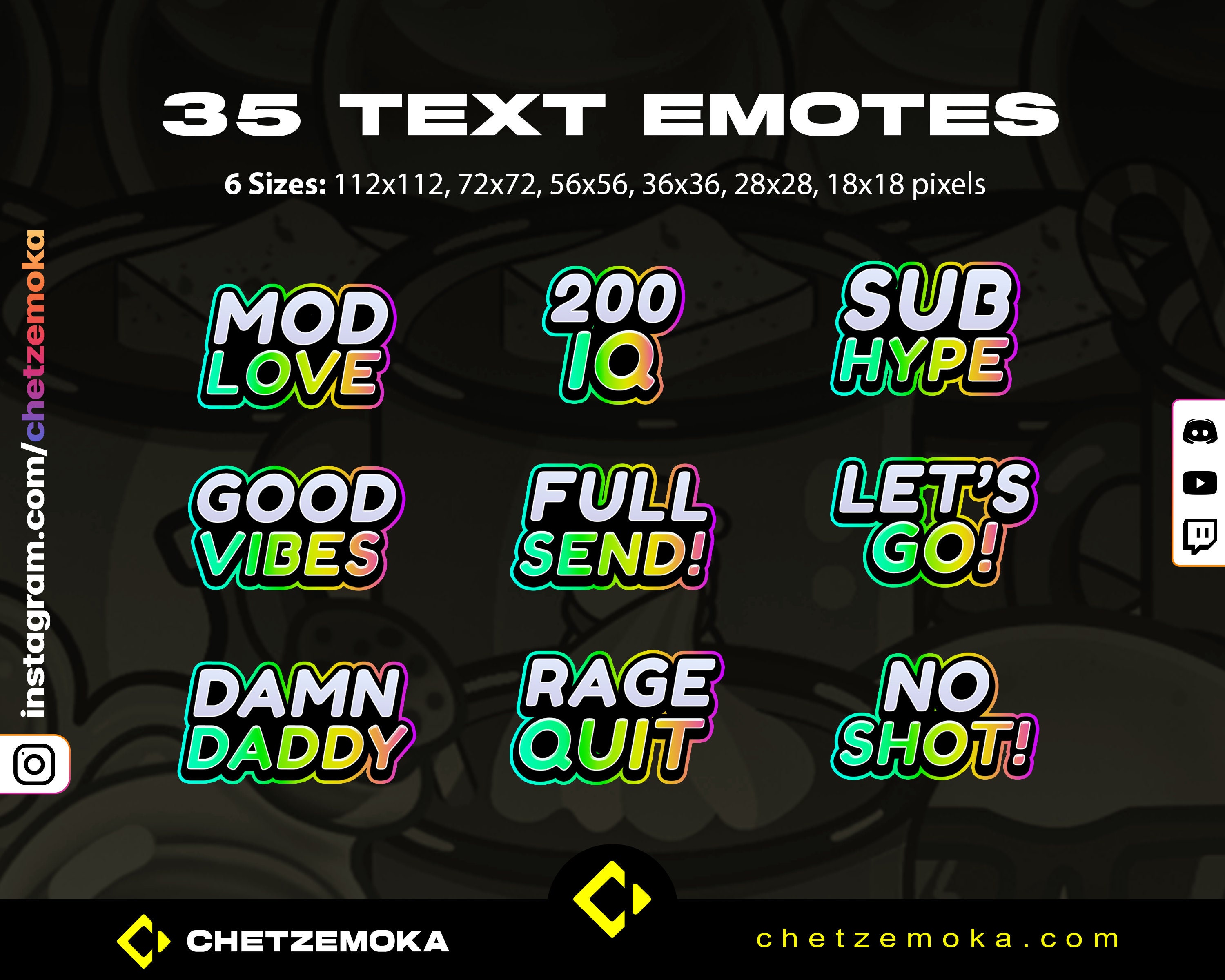 Twitch Text Emotes Rainbow | Bundle of 35 High Quality Twitch Text ...