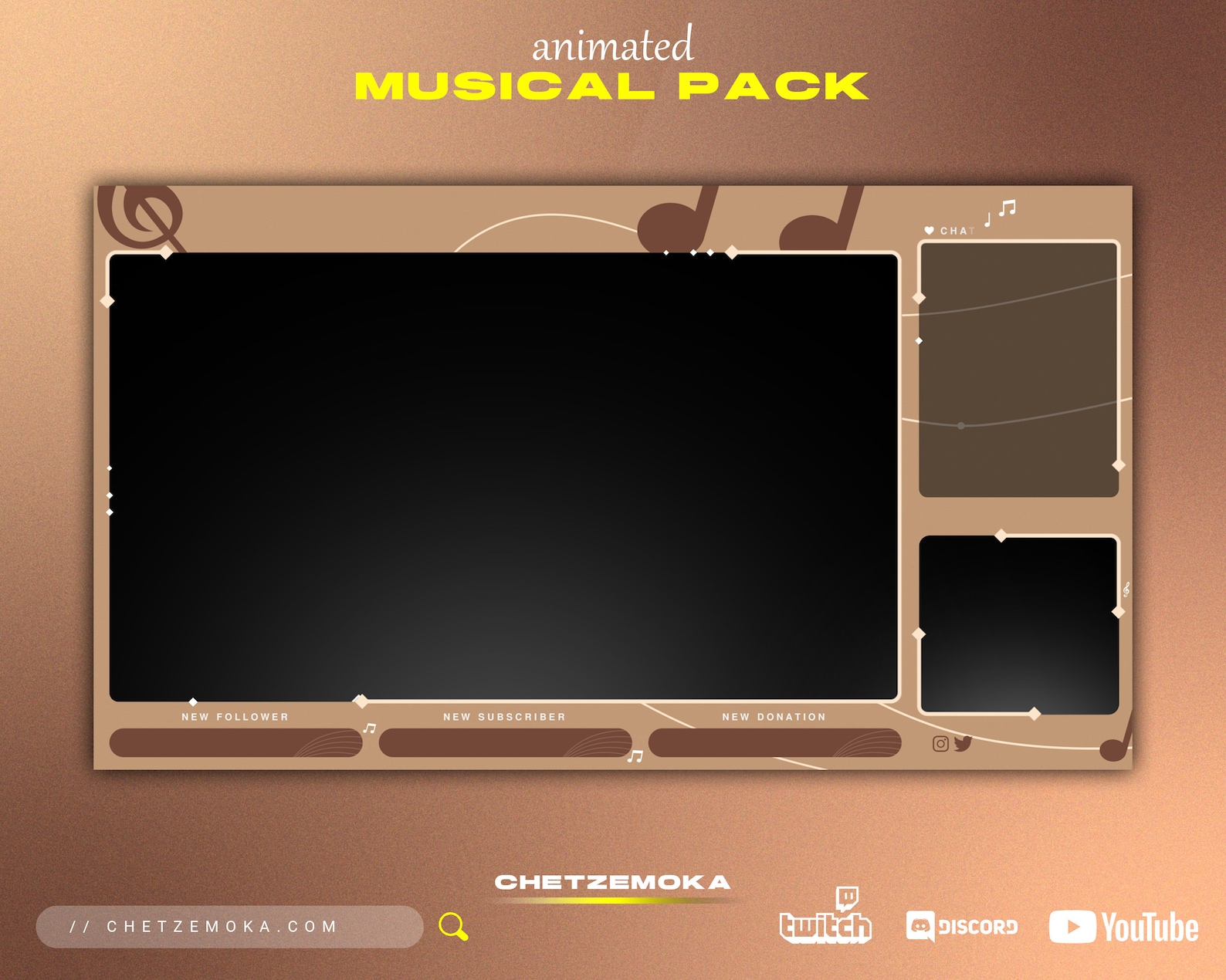 Musical Stream Overlay Light - 3 Animated & Static Version | Music Note ...