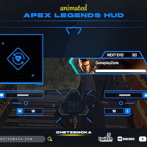 Apex Legends Overlay HUD Blue Animated Map Cover Label Bars, Wins ...