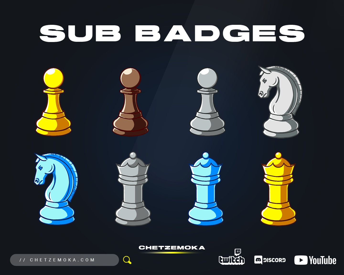 Chess Twitch Sub Badges, Emotes: 8 Figures (instant Download) - Etsy