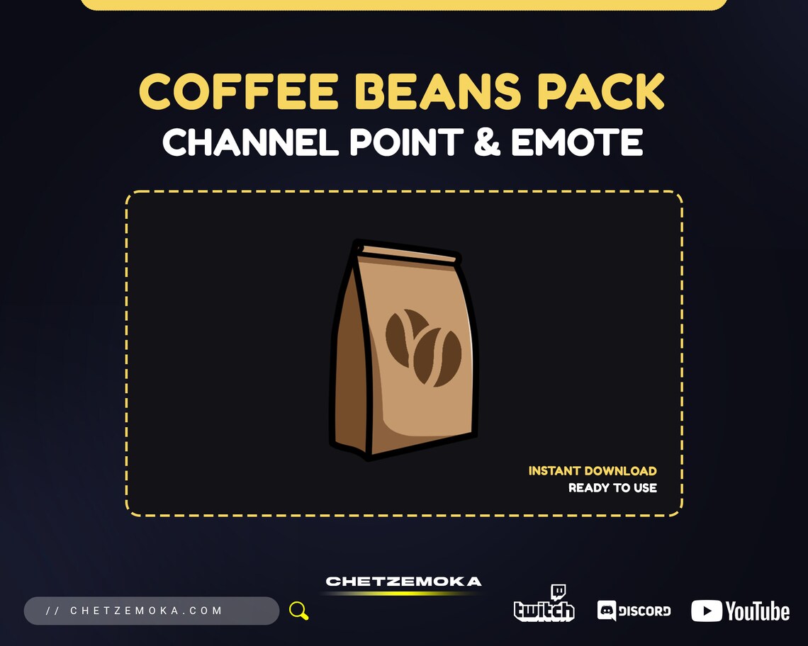 Coffee Beans Pack Emote - Channel Point - Twitch Emote | Twitch Channel ...
