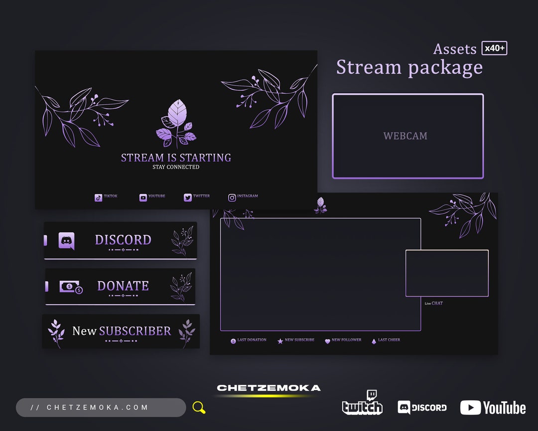 Floral Lavender Twitch Stream Package: Animated Overlay & Panels - Etsy