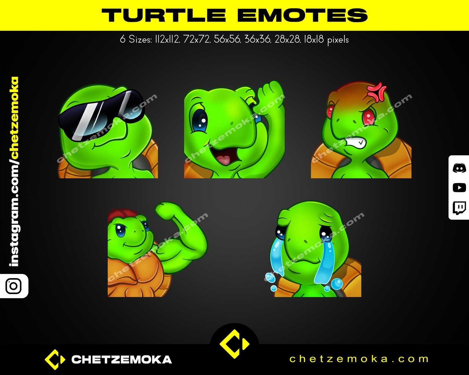 Twitch Turtle Emotes / EZ - Hey - Flex Pack - Twitch - Discord ...