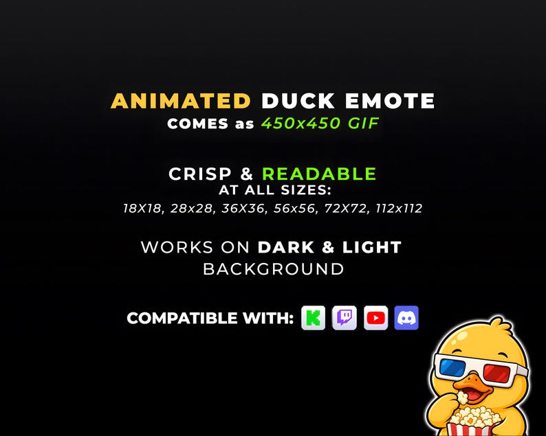 Animated Duck Popcorn Emote for Twitch, Kick, Discord, Youtube (GIF ...