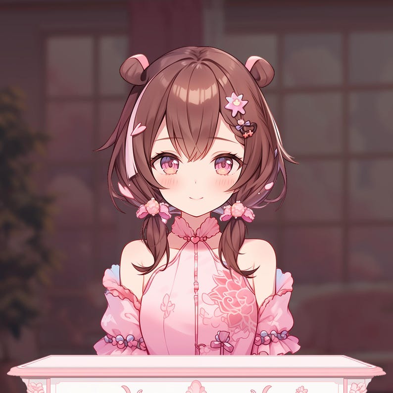 Escritorio Vtuber 5x - Recursos Vtuber - Estilo romántico rosa (PNG de ...