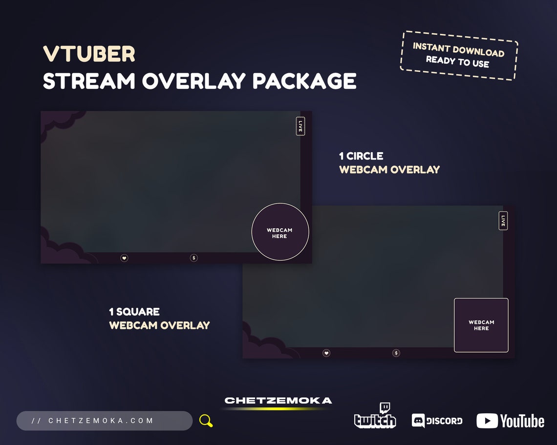 Vtuber Stream Overlay Purple & Gold Vtuber Overlay Celestial Stream ...