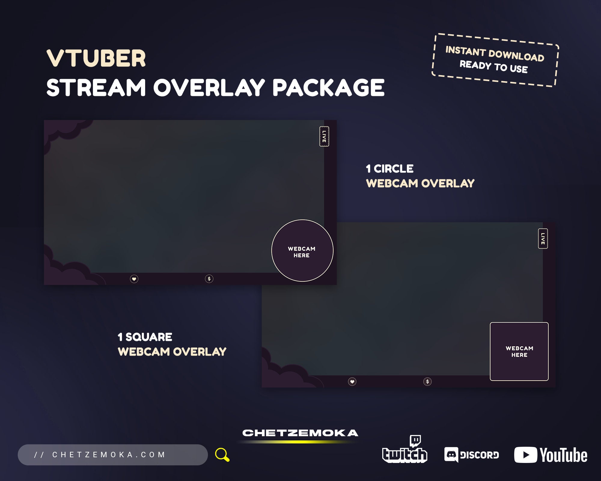 Vtuber Stream Overlay Purple & Gold Vtuber Overlay Celestial Stream ...