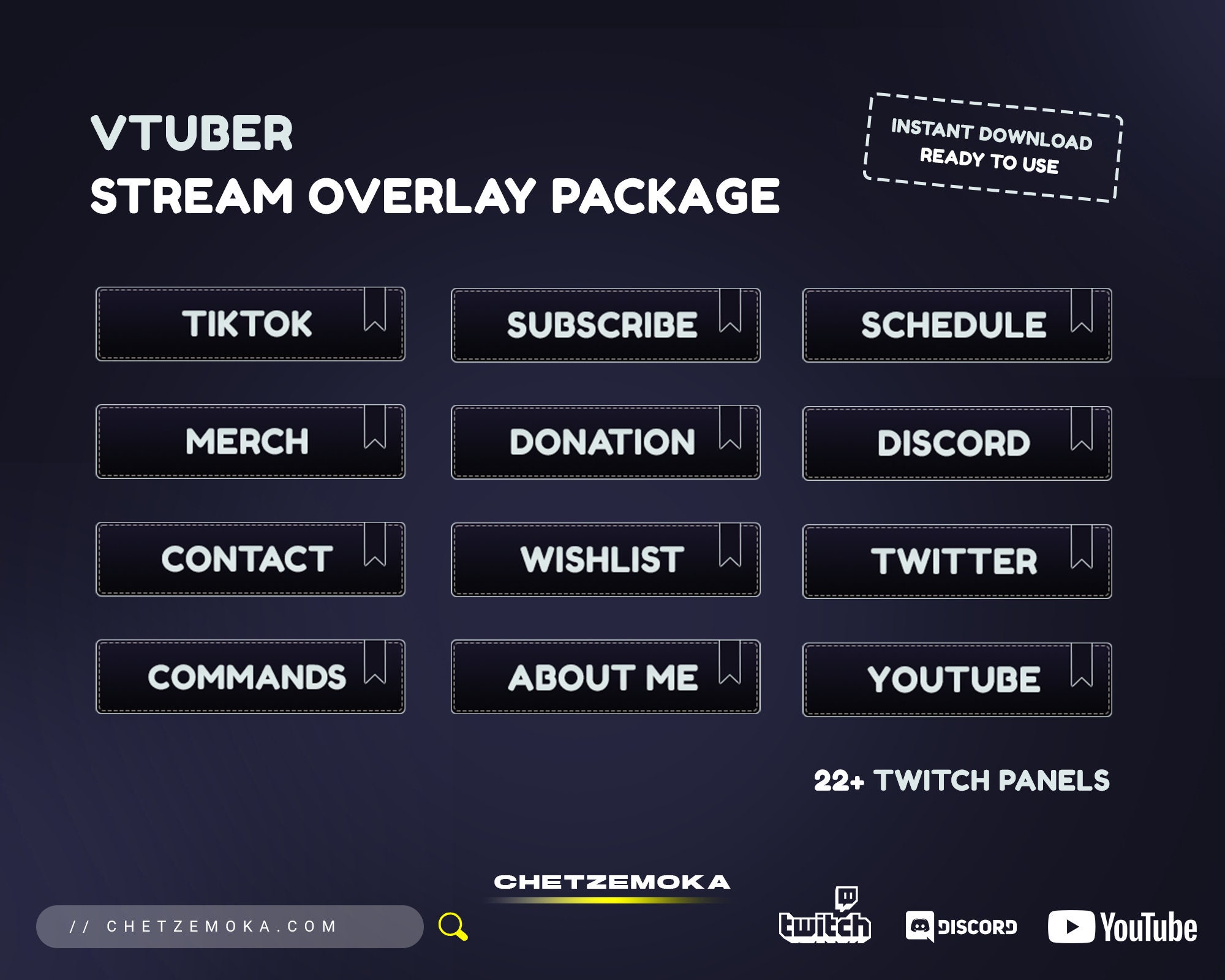 Vtuber Stream Overlay Silver & Navy Blue Vtuber Overlay Celestial ...