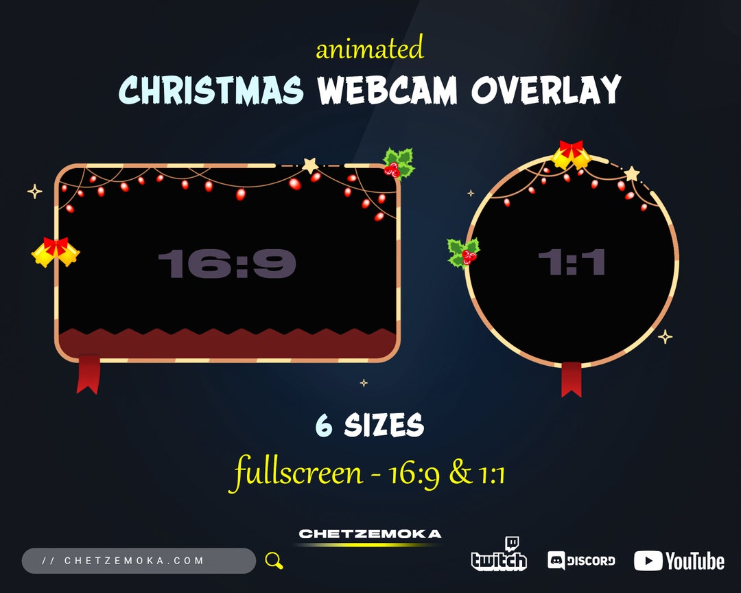 Christmas Animated Webcam Overlays 6 Sizes Stream Webcam Facecam ...