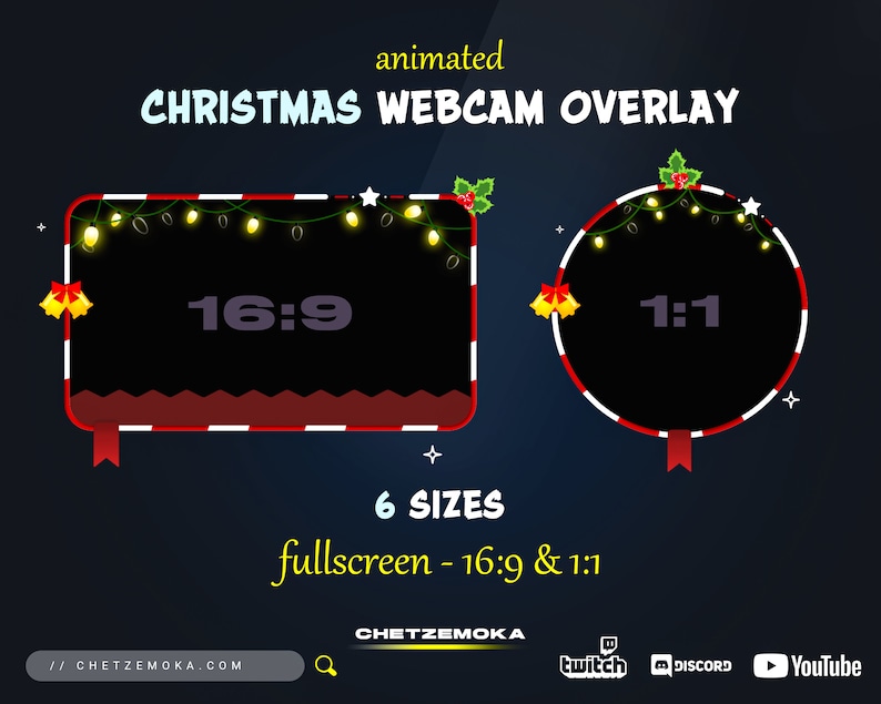 Christmas Animated Webcam Overlays - 6 Sizes - Stream Webcam - Facecam ...