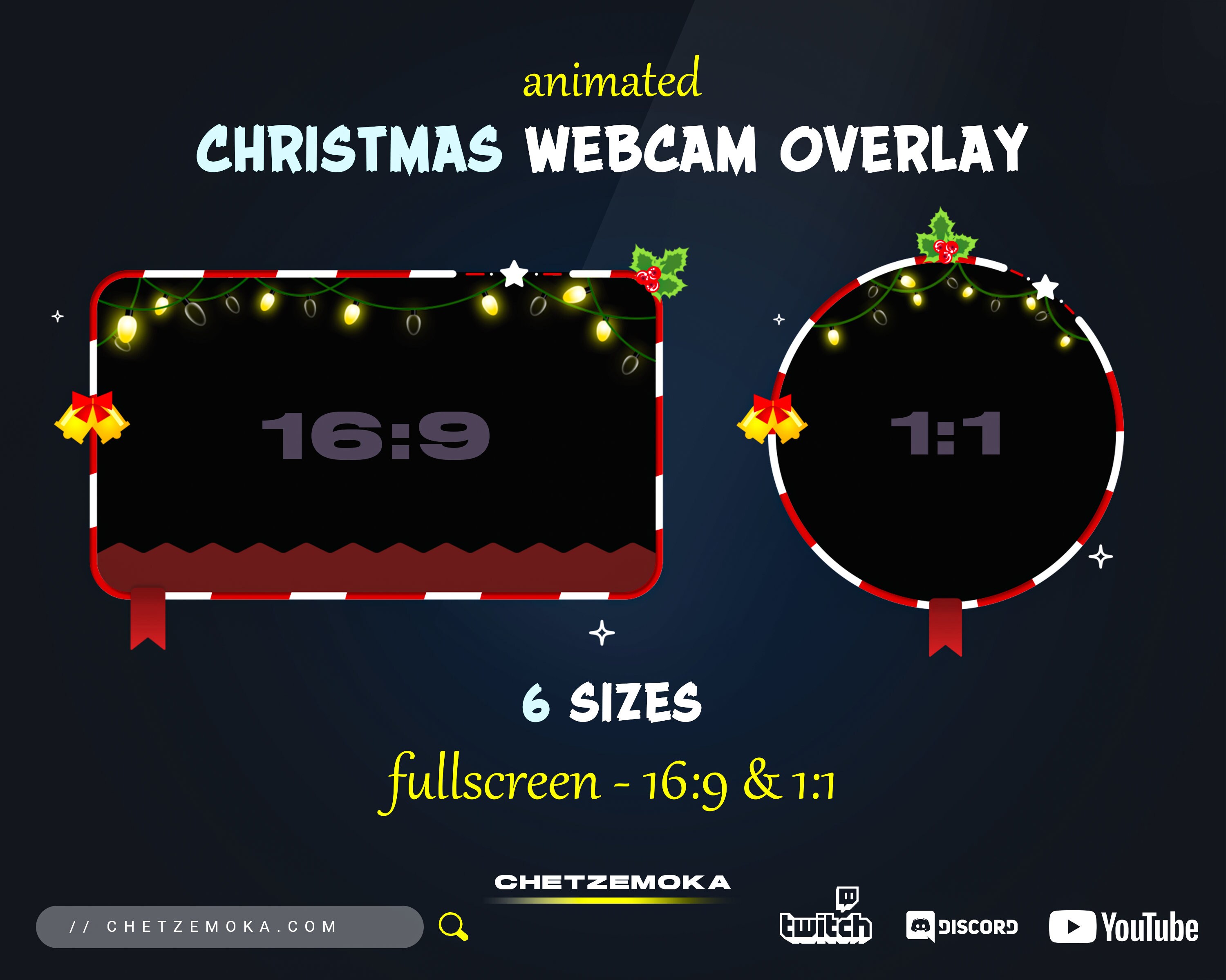Christmas Animated Webcam Overlays - 6 Sizes - Stream Webcam - Facecam ...