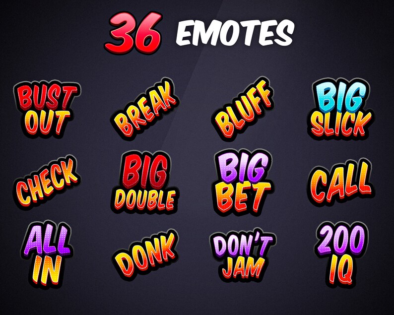 Poker Text Emotes Bundle of 36 Orange Emotes for Poker Streamers ...