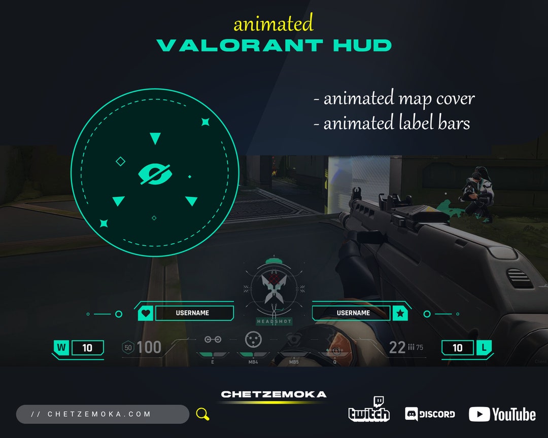 Valorant HUD Overlay Green Animated Map Cover Label Bars, Wins & Loss ...