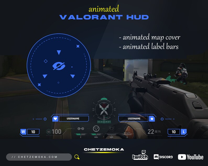 Valorant HUD Overlay Blue Valorant HUD Overlay Green Animated Map Cover ...