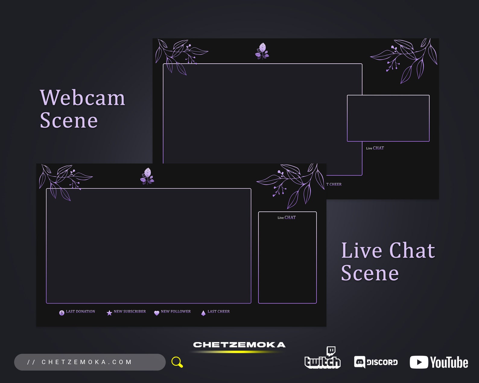 Floral Stream Overlay Lavender Animated & Static Version - Etsy