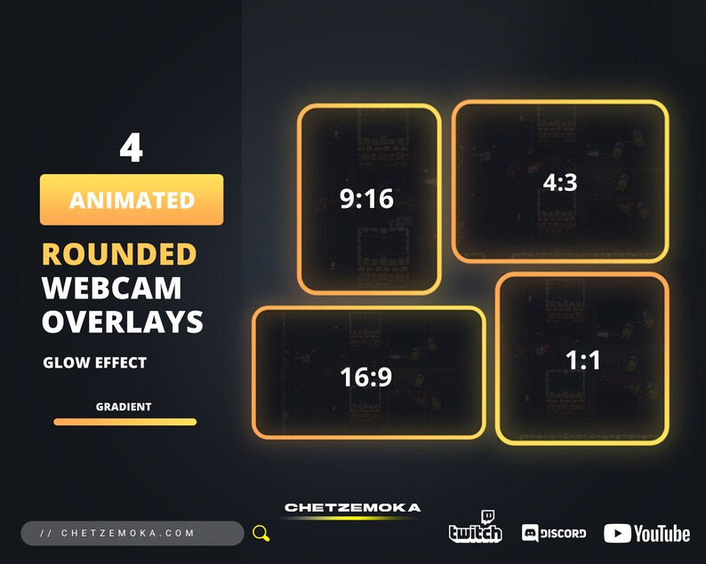 Webcam Overlay Orange ANIMATED Circle and All Standard Sizes Instant ...