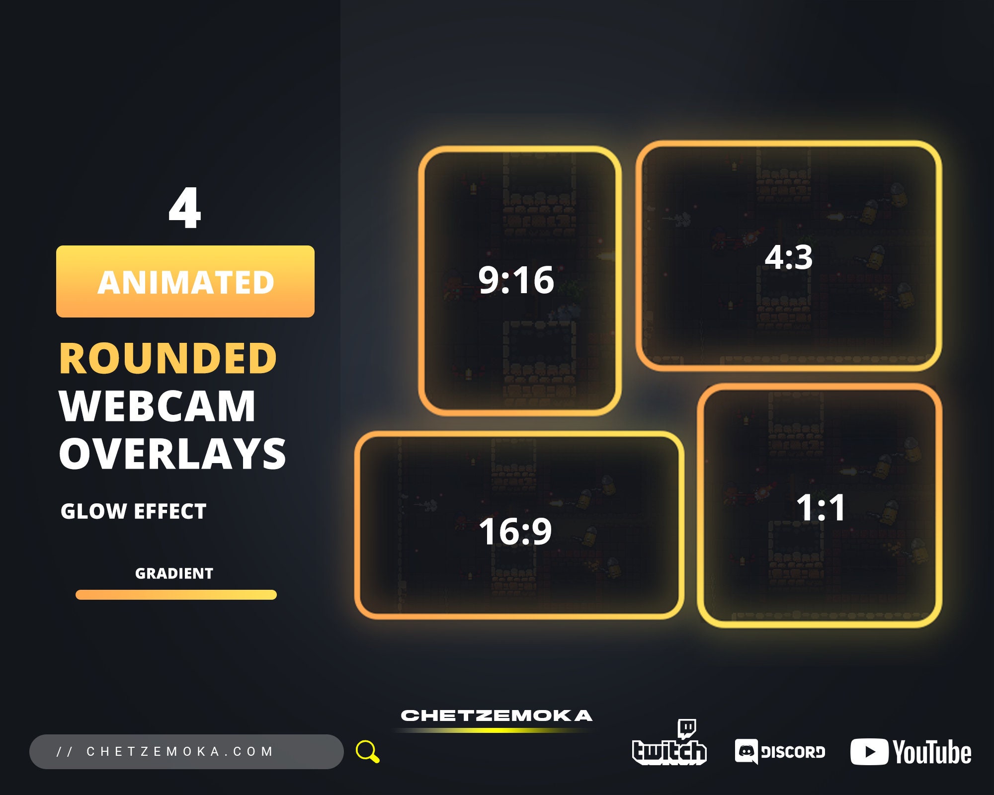 Webcam Overlay Orange ANIMATED Circle and All Standard Sizes Instant ...