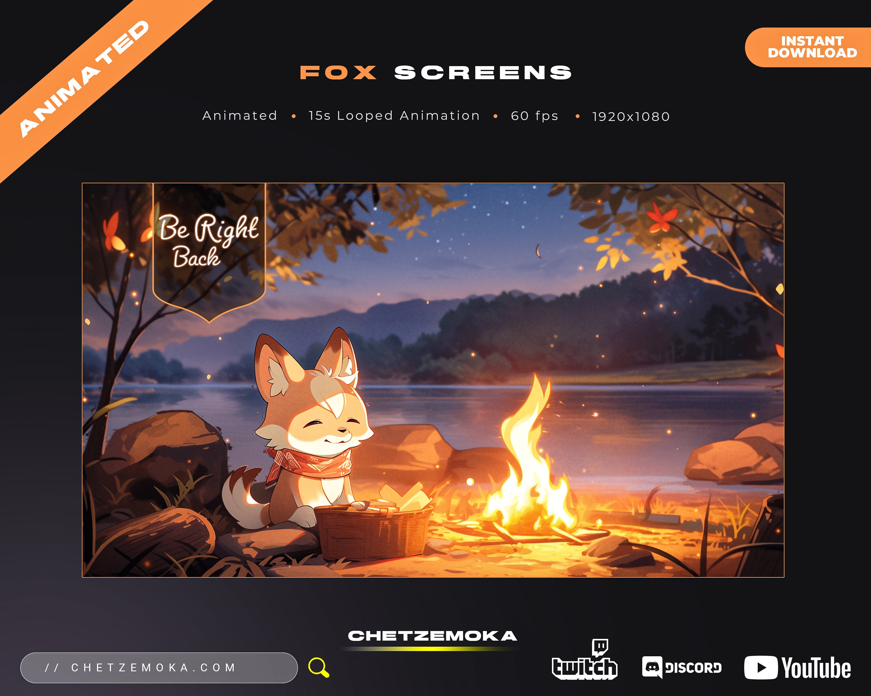 Fox Twitch Screens 4 Animated Vtuber Backgrounds for Streamers Vtuber ...