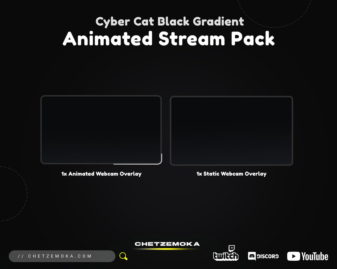 Animated Cat Stream Overlay: Black & White Stream Pack (digital ...