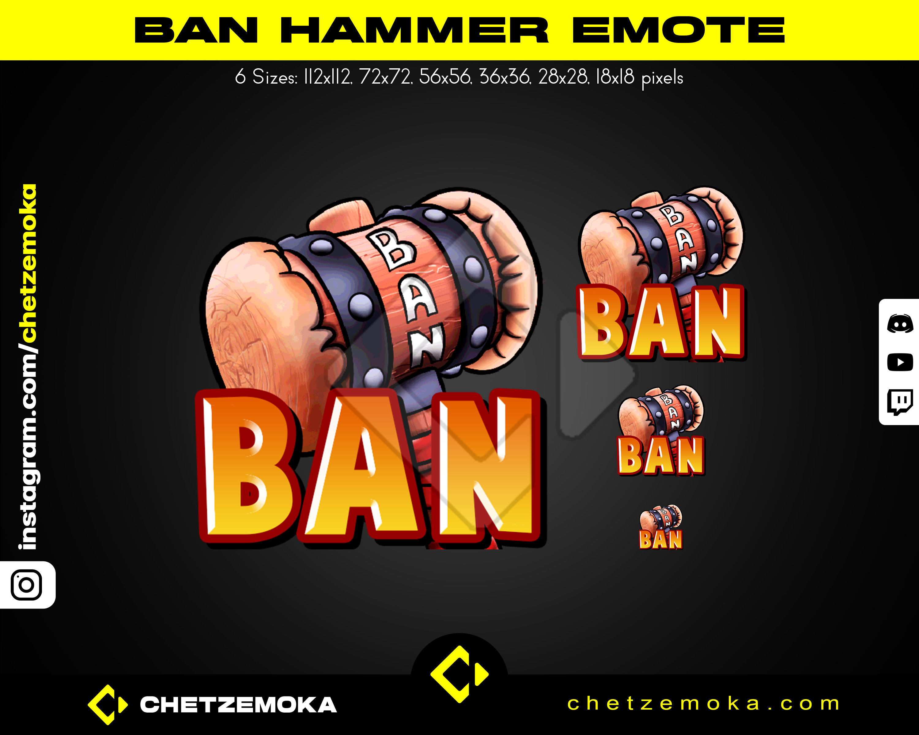 Ban Hammer Twitch Emote - Discord - Youtube | 2 Emotes Bundle - Etsy