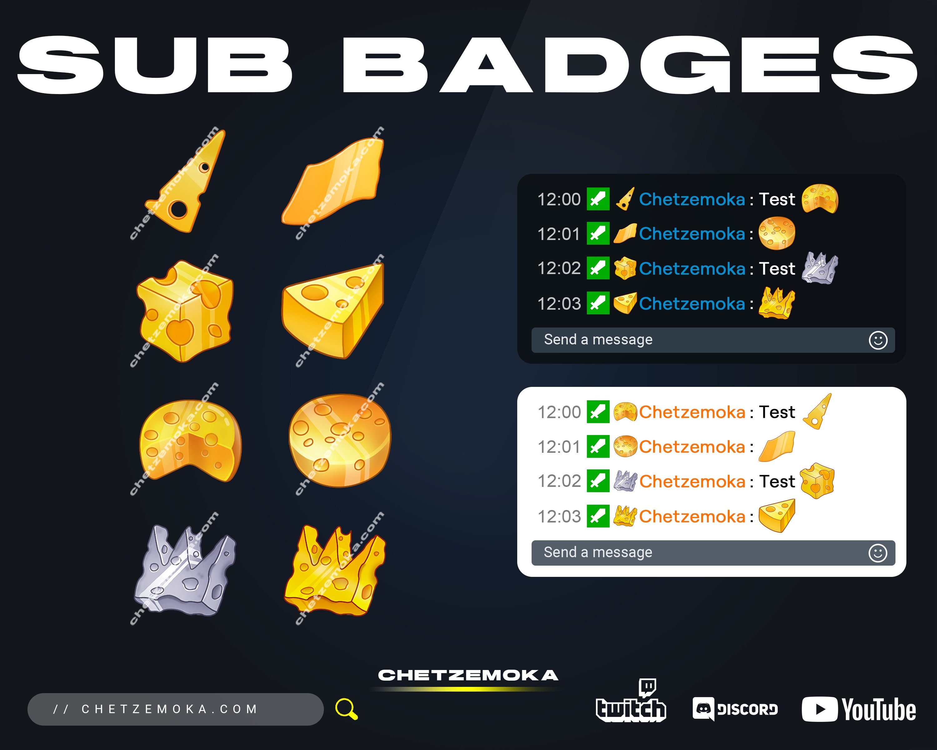 Twitch Cheese Sub Badges | 8 Badges | Crown - Twitch - Discord ...