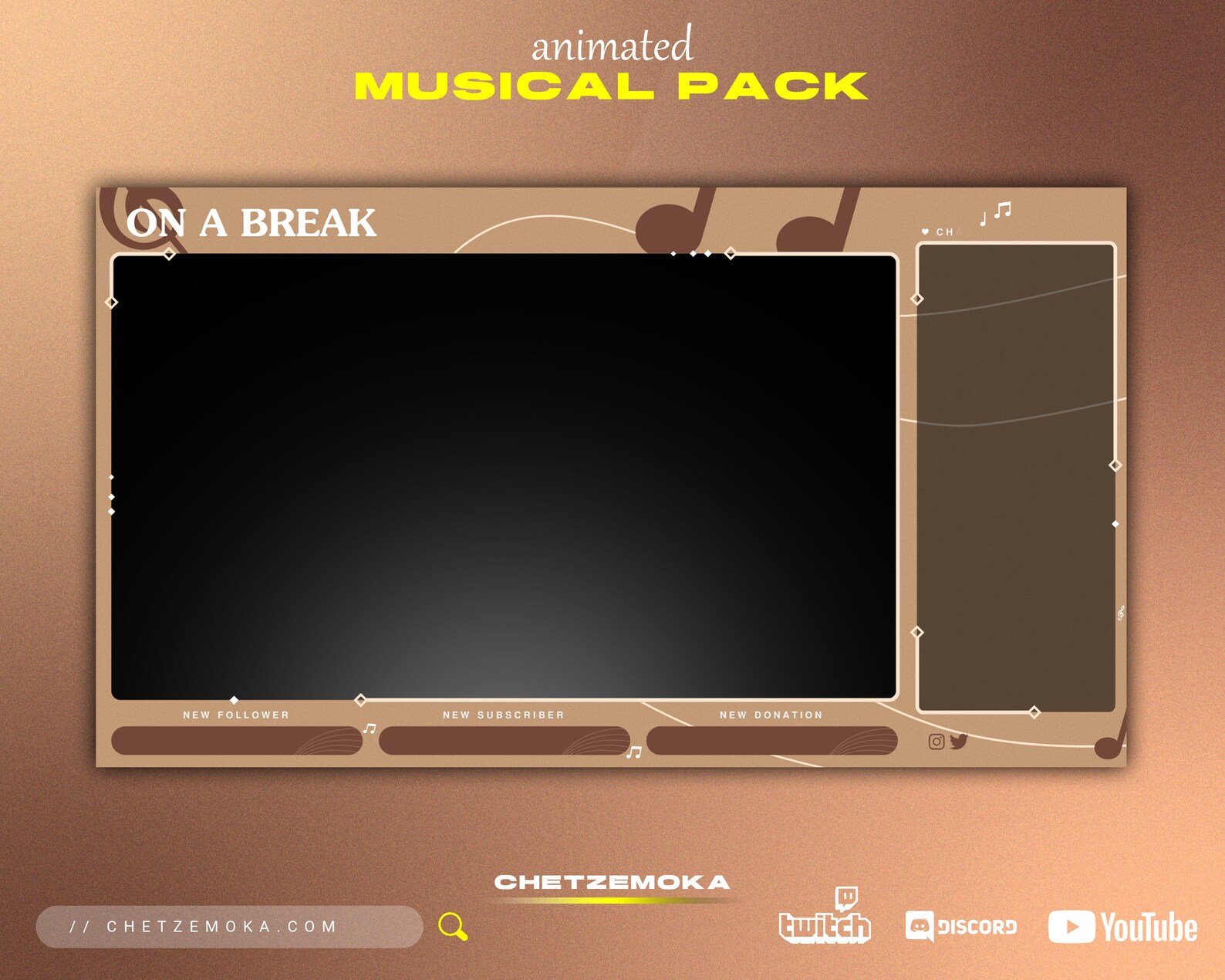 Musical Stream Overlay Light - 3 Animated & Static Version | Music Note ...
