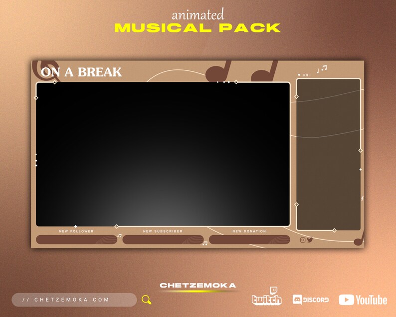 Musical Stream Overlay Light - 3 Animated & Static Version | Music Note ...