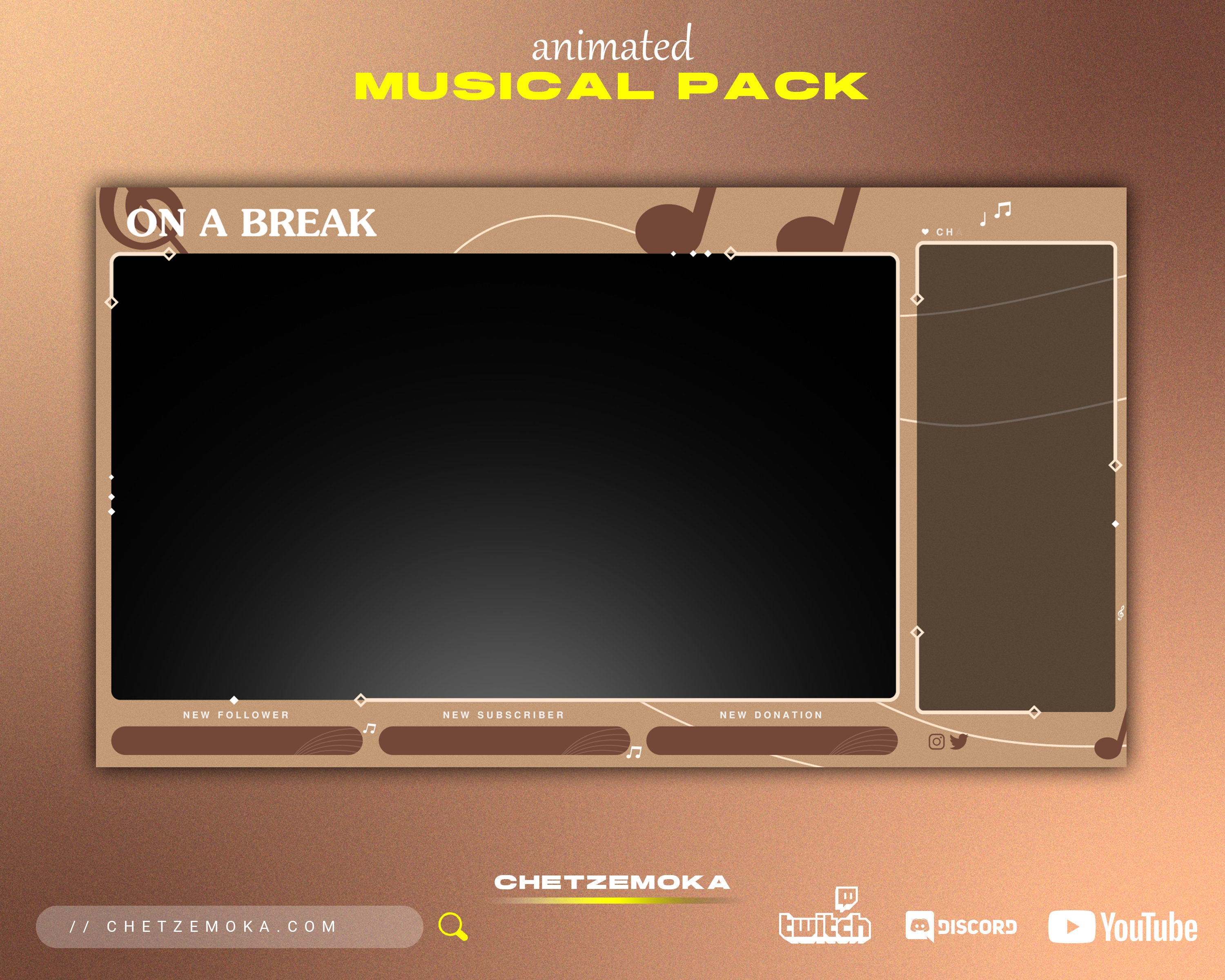 Musical Stream Overlay Light 3 Animated & Static Version Music Note ...