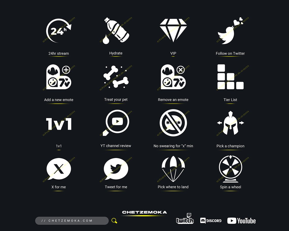 33x Twitch Reward Icon | Set of 33 Icons | Channel Points | White Color ...