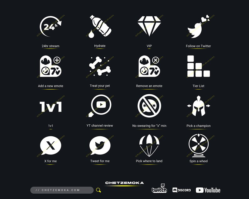 33x Twitch Reward Icon | Set of 33 Icons | Channel Points | White Color ...