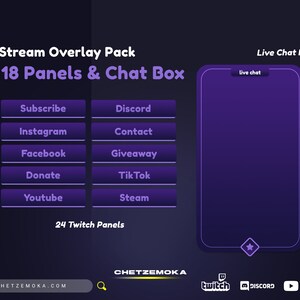 Stream Overlay Package Violet | Webcam Overlay | 18 Twitch Panels ...