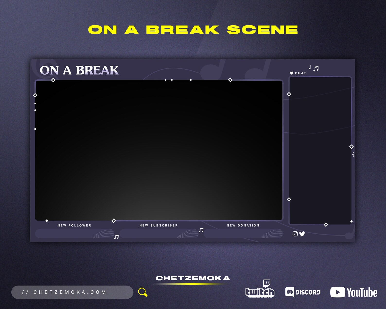 Musical Stream Overlay Dark Purple - Animated & Static Version | Music ...