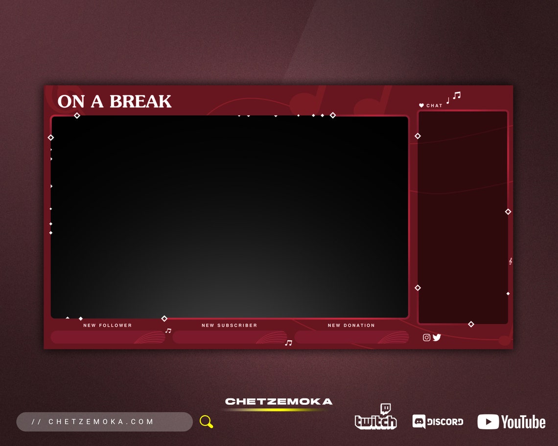 Musical Stream Overlay Dark Red - Animated & Static Version | Music ...