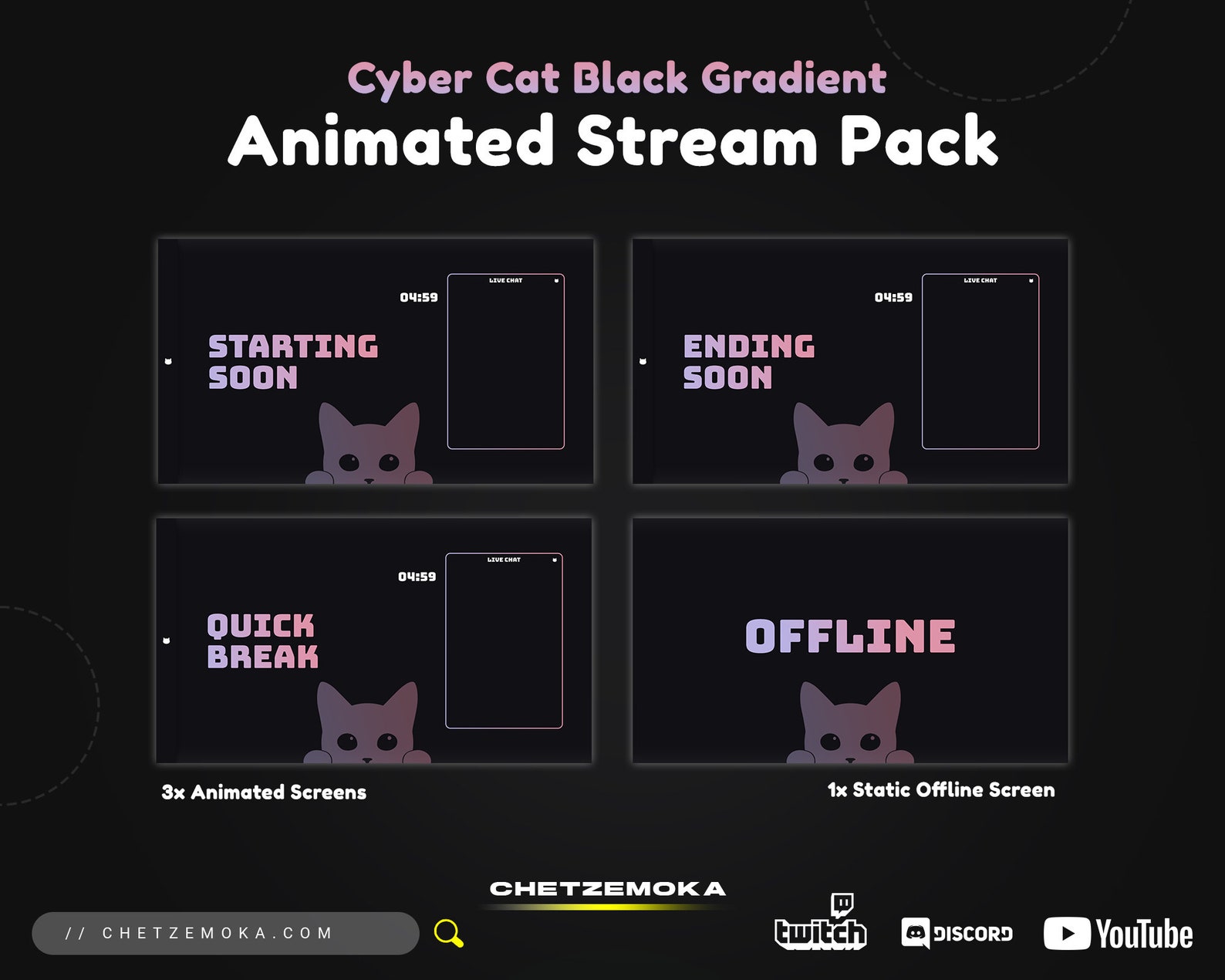 Cat Stream Overlay Purple Animated Cat Stream Pack Purple Minimalist ...
