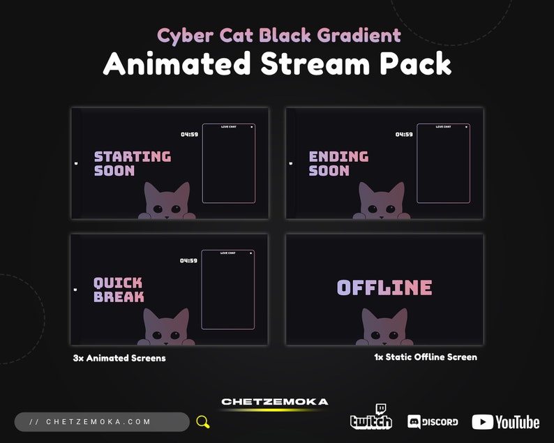 Cat Stream Overlay Purple Animated Cat Stream Pack Purple Minimalist ...
