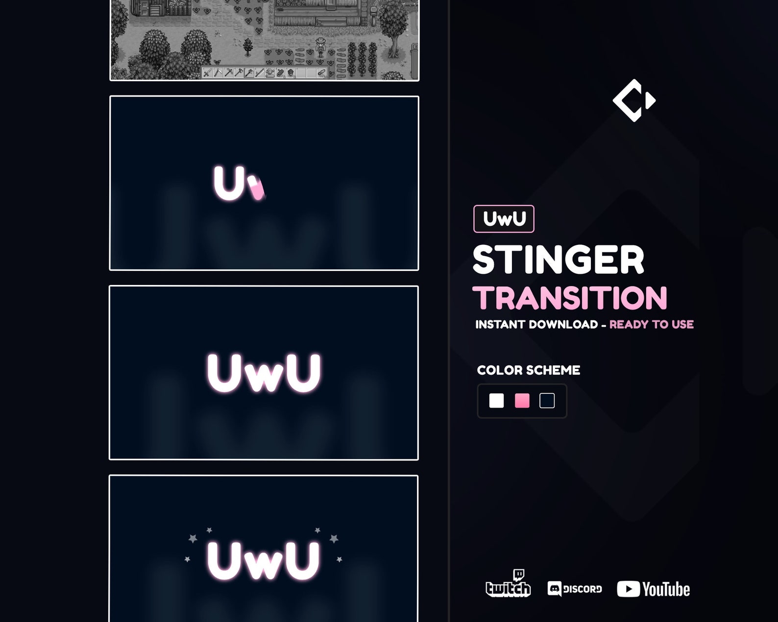 Uwu Stinger Transition, Uwu Twitch Animated Stinger Transition, Cute Kawaii Pink, OBS ...