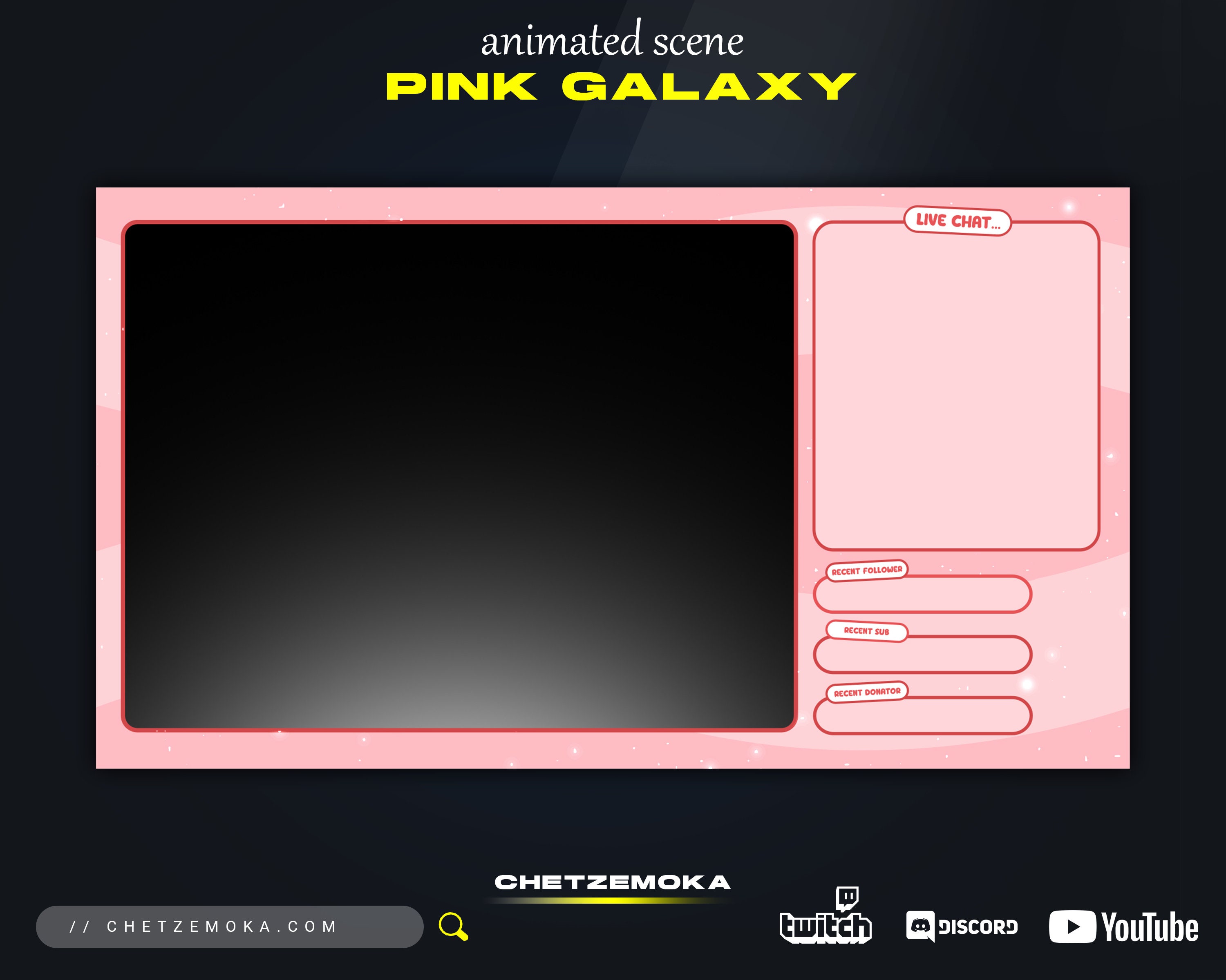 Twitch Animated Pink Galaxy Overlay | 3 Animated Scenes | 3 Animated ...