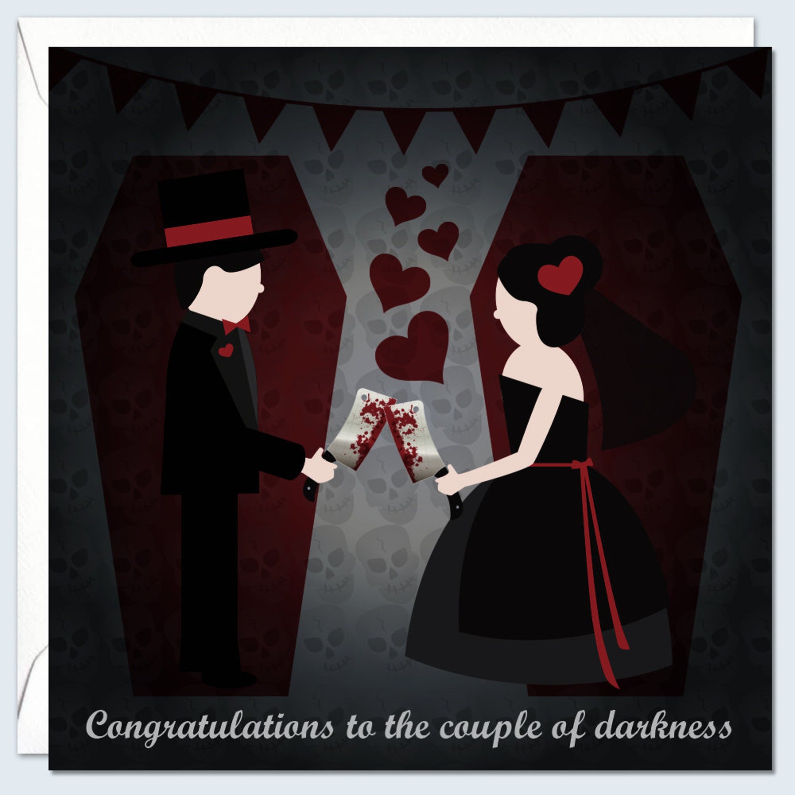 Goth, Horror, Congratulations on Your Wedding Coffin, Blood, Skull ...