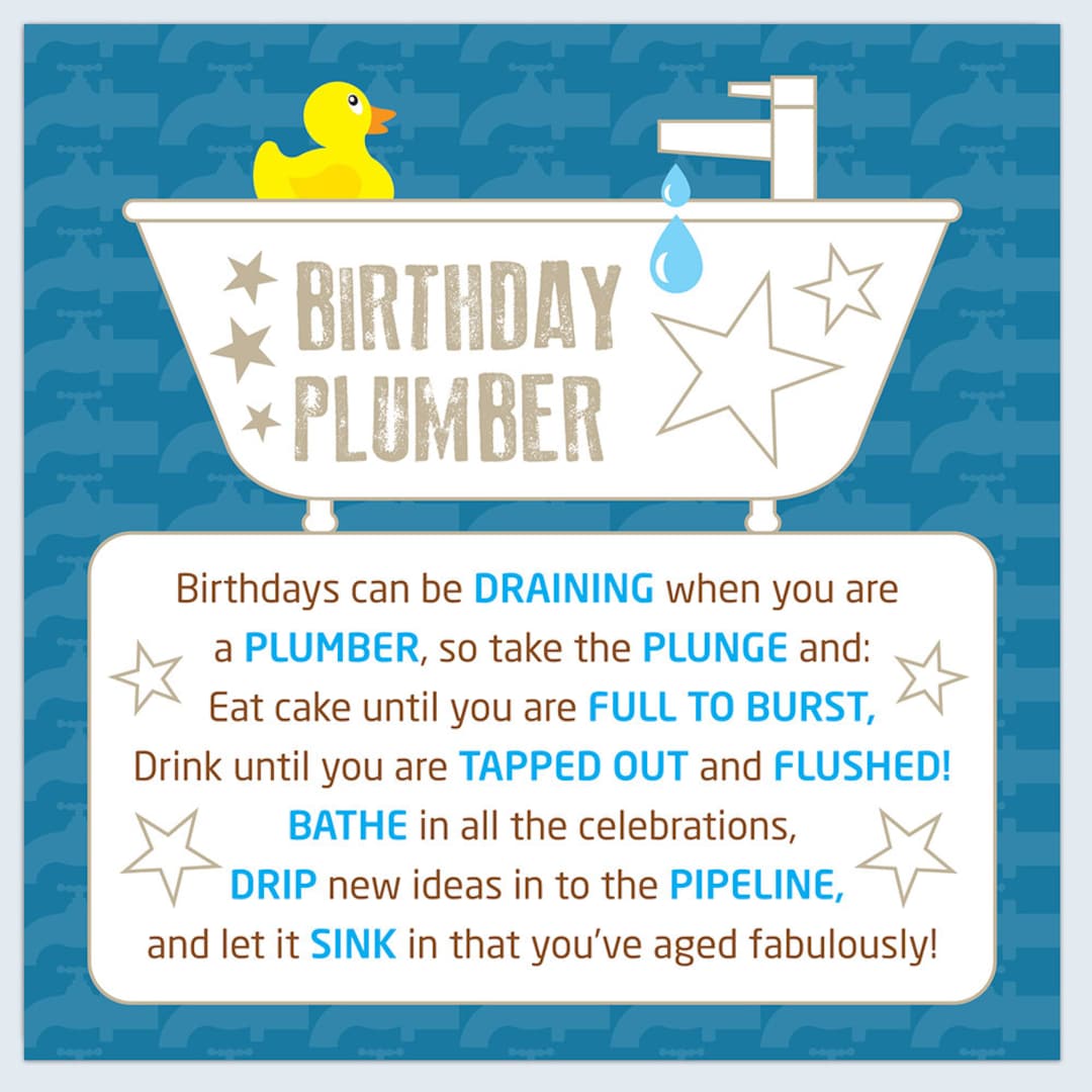 Happy Birthday Plumber Card - Etsy