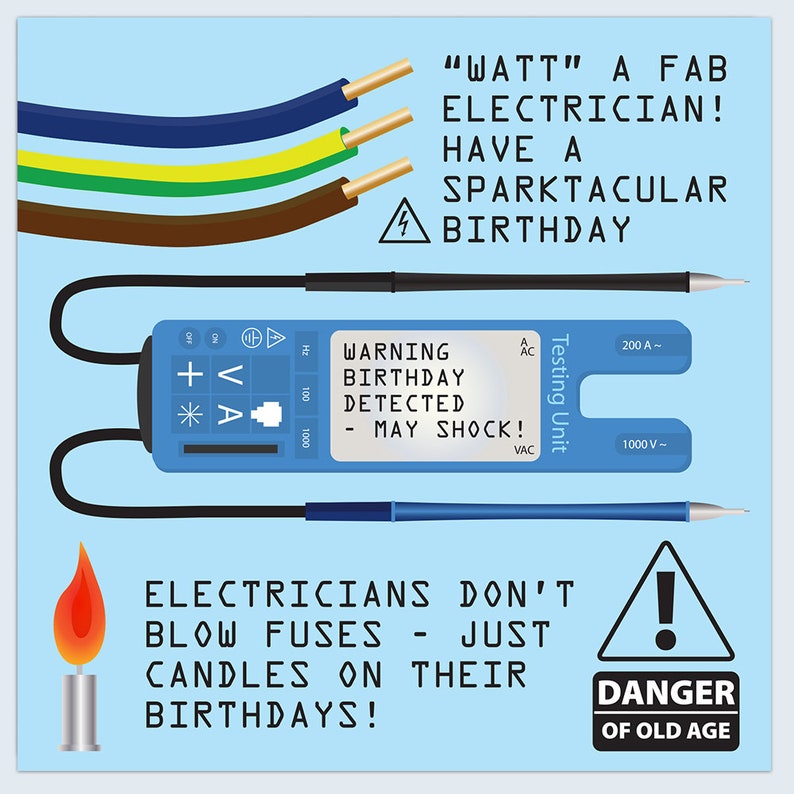 Happy Birthday Electrician Card - Etsy